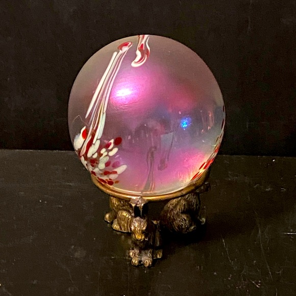 unmarked | Art | Glass Paperweight Handpaint Multicolor Iridescent ...